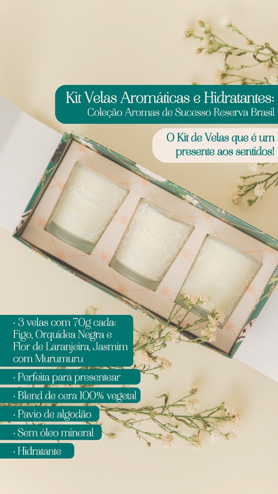 Kit Velas Aromáticas e Hidratantes 70g - Coleção Aromas de Sucesso ...